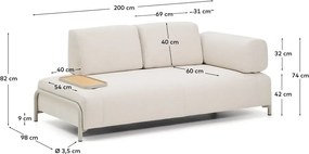 Béžová žinylková modulární pohovka 200 cm Compo – Kave Home