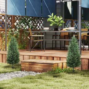 HOMCOM Umělý Cyprus 2-dílná Sada s Podporou do Země 100 cm Plastová Umělá Rostlina, Umělé Rostliny, Umělý Strom Jako Skvělá Dekorace pro Kancelář, Ob…
