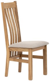 AUTRONIC Dřevěná jídelní židle, potah krémově béžová látka, masiv dub, přírodní odstín