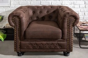 Designové křeslo Chesterfield II antik hnědé