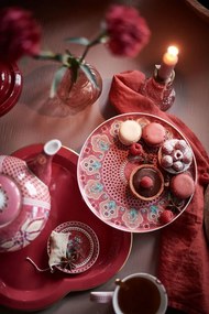 Pip Studio Flower Festival odkládací tácek na čajové sáčky, tmavě růžový (odkládací tácek na použité čajové sáčky)