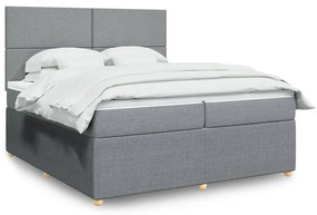 Box spring postel s matrací světle šedá 200 x 200 cm textil