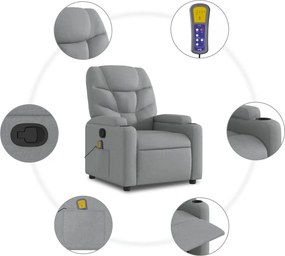 Masážní křeslo s polohovacím mechanismem, světle šedé, látkové 3206032