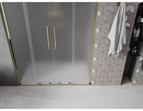 Mexen Velar L Duo, posuvné sprchové dveře do otvoru 160 cm, 8mm sklo námraza, zlatá lesklá, 871-160-003-32-50