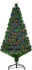 Aosom Umělý vánoční stromek 150 cm s uhlíkovým vláknem, umělá jedle s LED osvětlením, 180 špiček, vánoční dekorace, včetně kovového stojanu pro vnitř…