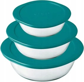 3 x Žáruvzdorná nádoba Cook & Store Pyrex 0,35 L+ 1,1 L 2,3 L