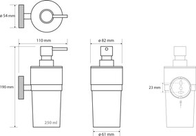 Sapho Sapho, LARISSA mýdlenka 250ml, mléčné sklo, chrom, WS019