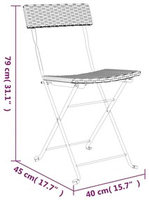 Skládací bistro židle 2 ks šedé polyratan a ocel - Default Title