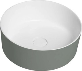 Sapho Thin - Umyvadlo na desku, průměr 38 cm, bez přepadu, bez otvoru pro baterii, matná bílá/verde WN548-44