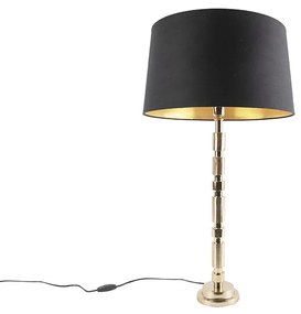 Stolní lampa ve stylu art deco zlatá s odstínem černé bavlny 45 cm - Torre