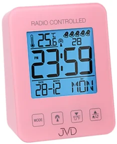 Růžový digitální rádiem řízený budík JVD RB38.2 | BIANO