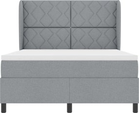 Postel s boxspringem s čelo Světle šedá 160 x 200 cm textil 3340634