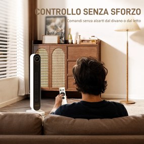 HOMCOM 2000W ventilátorový ohřívač z ABS s dálkovým ovládáním, kýváním a časovačem, 30 x 22 x 82,5 cm, bílá