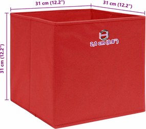 Úložné boxy 10 ks červené 32 x 32 x 32 cm textil 288363