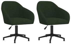 Otočné jídelní židle 2 ks tmavě zelené samet,  330580