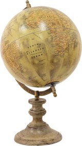Béžový dekorativní glóbus na dřevěném podstavci Globe – 22x22x35 cm
