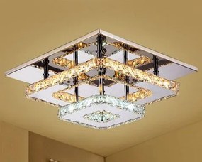 Toolight - LED křišťálová stropní lampa 8W čtvercová 30x30cm APP409-C, teplé světlo 3000K, OSW-65007