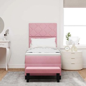 Postel s boxspringem s čelo Růžová 200 x 80 cm samet 3344545