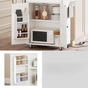 Pojízdný kuchyňský vozík s prodlužovacím kabelem Vasagle Marley 65 cm bílý/dub přírodní