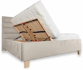 Čalouněná postel CALMIRA + lamelový rošt + matrace EMI