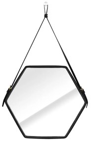Nástěnné zrcadlo závěsné ve tvaru šestiúhelníku Minimalistické Kožené STONE