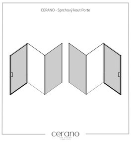 CERANO - Sprchový kout Porte L/P - 8 mm - černá matná, grafitové sklo - 80x90 cm - křídlový, CER-CER-8050BD7491