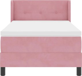 Postel s boxspringem s čelo Růžová 200 x 100 cm samet 3341461