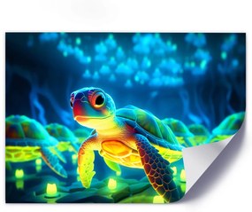 Obraz na plátně, Vesmírná želva neonová - 60x40 cm