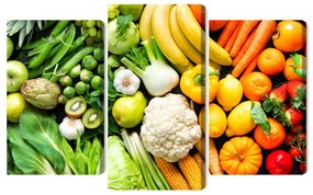 Vícedílný obraz Ovoce A Zelenina V Barvách Duhy Nedostatek Nedostatek Plátno Canvas 90x60
