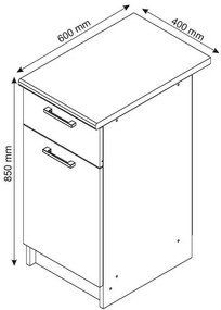 Dolní kuchyňská skříňka Irma SSD40.82, dub artisan/bílá
