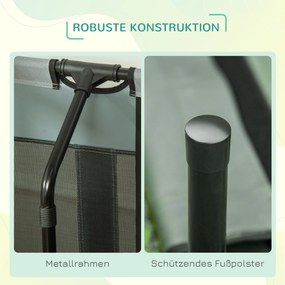 PawHut Elevované Psí Lůžko s Přístřeškem, Psí Postel, Venkovní Psí Lounge s Krytem, Prodyšné, Taftová Tkanina pro Kempování Šedá 122 x 92 x 108 cm