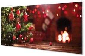 Obraz na skle Ozdoby vánoční strom dárky 100x50 cm