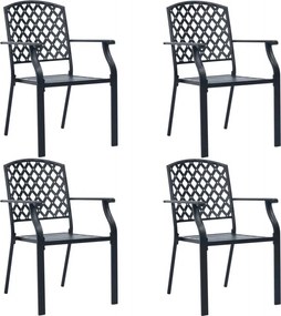 vidaXL Zahradní židle 4 ks mřížkový design ocel černé [310156]