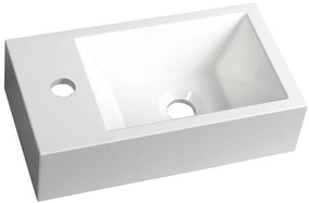 Sapho, AMAROK litý mramor umyvadlo 40x11x22cm, bílé, baterie vlevo, AR400