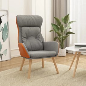 Relaxační křeslo světle šedé textil a PVC 341301