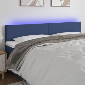 Čelo postele s LED modré 160x5x78/88 cm textil 3121344