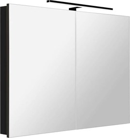 Sapho Greta - Zrcadlová skříňka s LED osvětlením 101x70x14 cm, 2 dvířka, matná černá GR105-0035