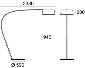 Stilnovo 8104 Oxygen_FL1, modrá stojací oblouková lampa se stmívačem, 36W LED 3000K, výška 194cm