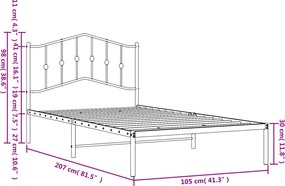 vidaXL Kovový rám postele s čelem 100 x 200 cm [373833] Barva: Černá