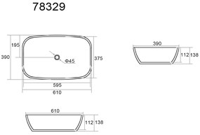 Comad Keramické umyvadlo na desku UN-MEGI-MW13, bílá
