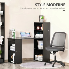HOMCOM Počítačový stůl s úložným prostorem, 6 otevřenými přihrádkami, počítačový stůl do ložnice, studia, 120 x 55 x 120 cm, černý