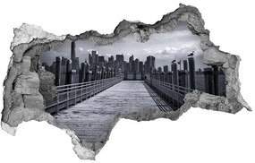 Wallmuralia Nálepka 3D díra na zeď beton New York panorama 95x73 cm