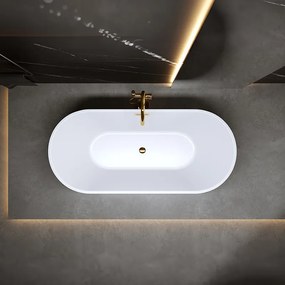BPS-koupelny Volně stojící akrylátová vana HYD-LIZ502C 170x80 bílá, odtokový komplet zlatý