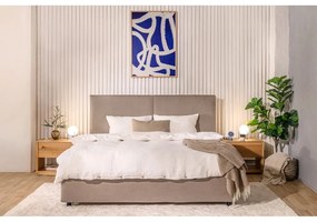 Čalouněná dvoulůžková postel taupe s úložným prostorem s matrací/s roštem 160x200 cm Myra Bold – Bonami Selection