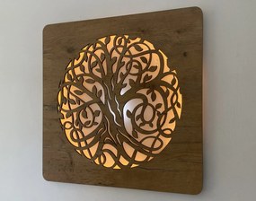 Li-Go "Strom života" světelný obraz 230V 62x62 cm provedení povrchu: dub světlý