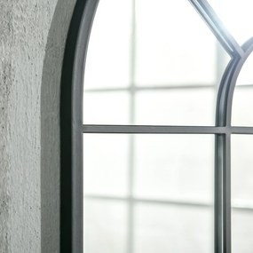 HOMCOM Obloukové okenní nástěnné zrcadlo 91x60cm s kovovým rámem ze skla do obývacího pokoje ložnice jídelny předsíně v černé barvě | Aosom.de