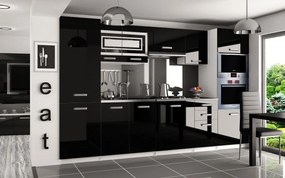 Kuchyňská linka Belini 300 cm černý lesk s pracovní deskou Syntka  INF SYNTKA/7/WT/B/0/F