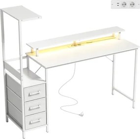 HOMCOM herní stůl 147 cm, počítačový stůl s nastavitelným a otočným držákem CPU, RGB osvětlení, zásuvky, USB a USB-C porty, držák monitoru a 3 látkov…