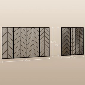 HOMCOM Krbová mřížka, Skládací krbová mřížka se 3 panely, Mřížka na kamna, Ochranná mřížka proti jiskření do obývacího pokoje, Ocel, 135 x 85 cm, Čer…