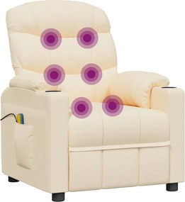 Elektrické masážní křeslo krémové textil 3143512